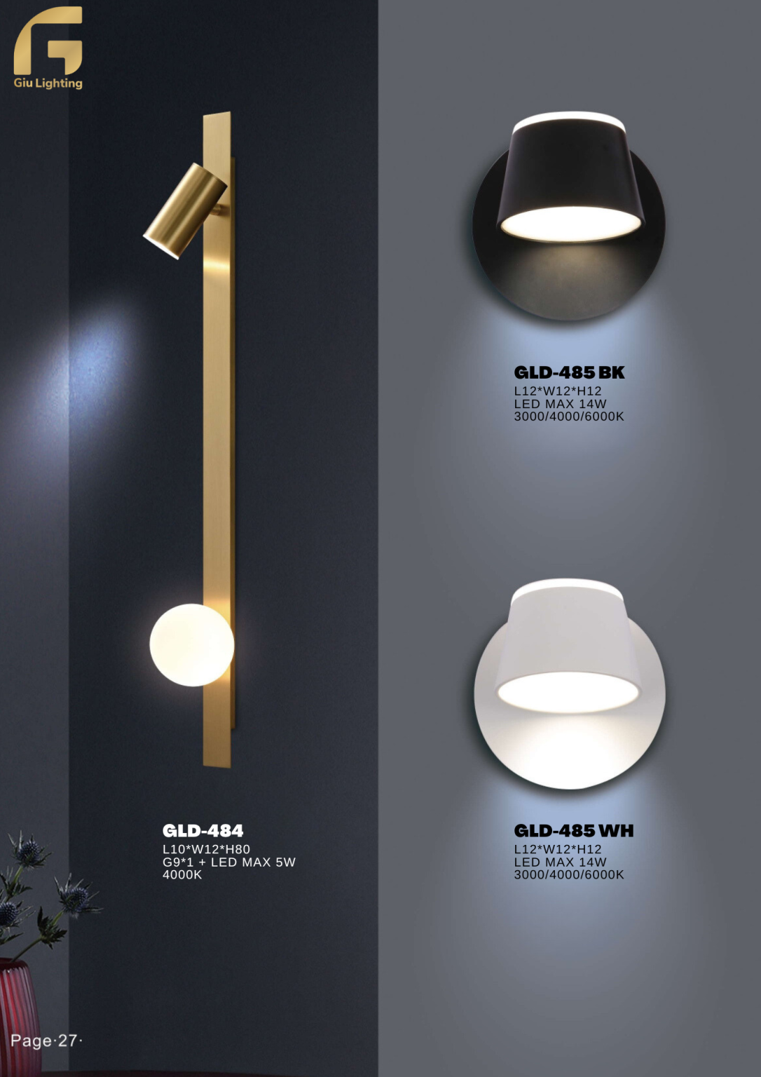 GLD-484 | GLD-485 BK | GLD-485 WH - Giu Lighting