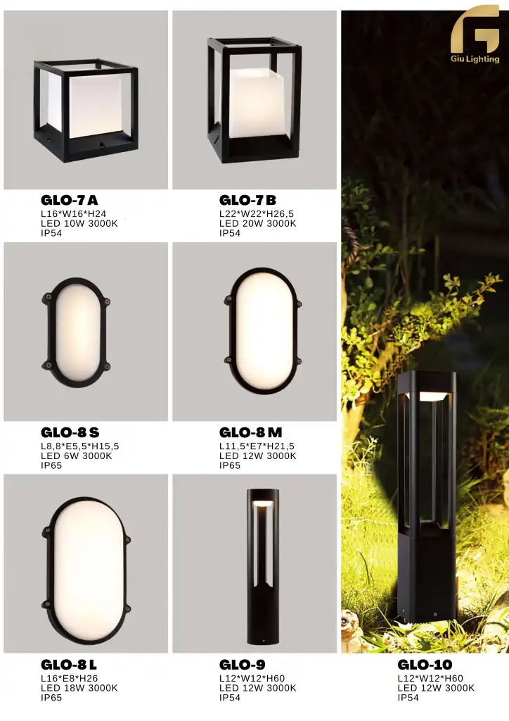GLO-7 A | GLO-7 B | GLO-8 S | GLO-8 M | GLO-8 L | GLO-9 | GLO-10 - Giu Lighting